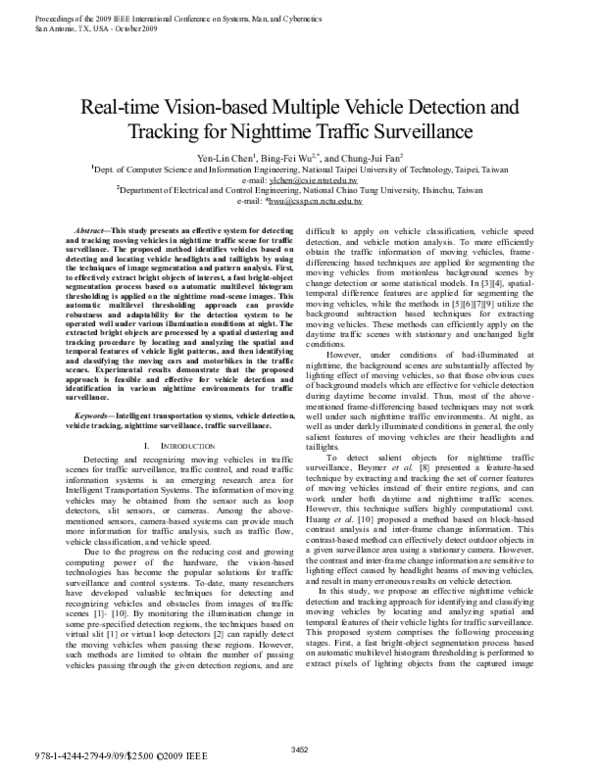 Pdf Real Time Vision Based Multiple Vehicle Detection And Tracking For Nighttime Traffic