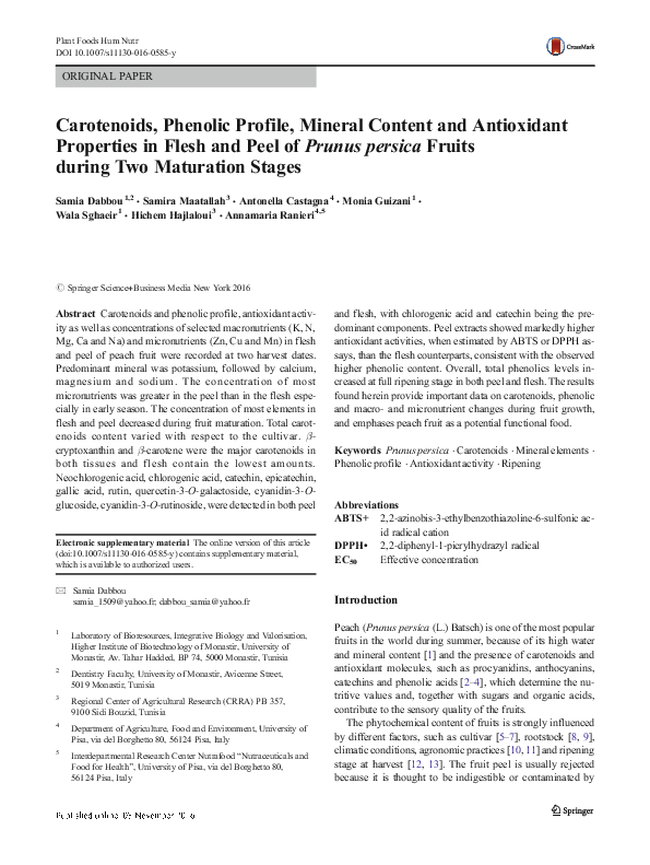 (PDF) Peach Fruit: Nutrient and Antioxidant Profiles