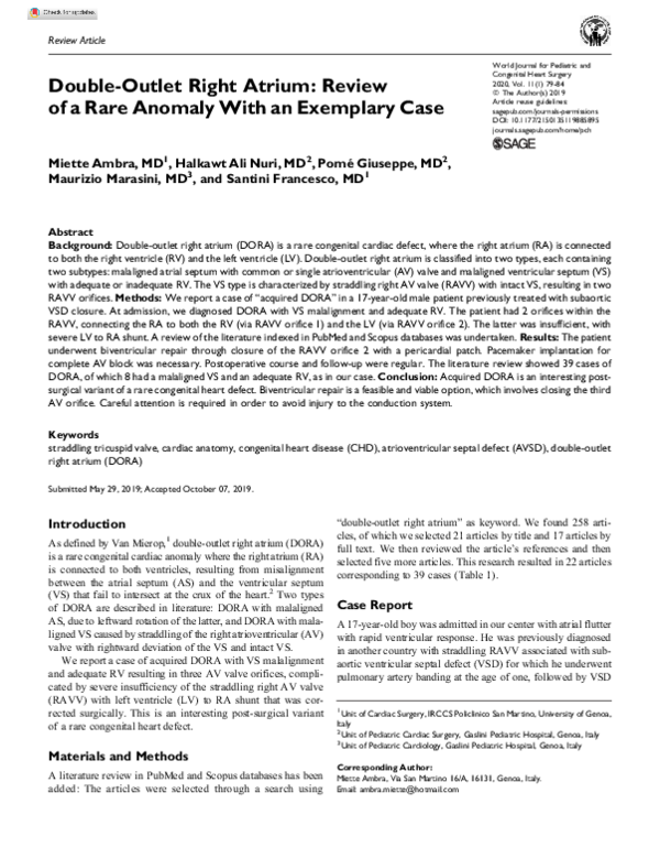 (PDF) Double-Outlet Right Atrium: Review of a Rare Anomaly With an ...