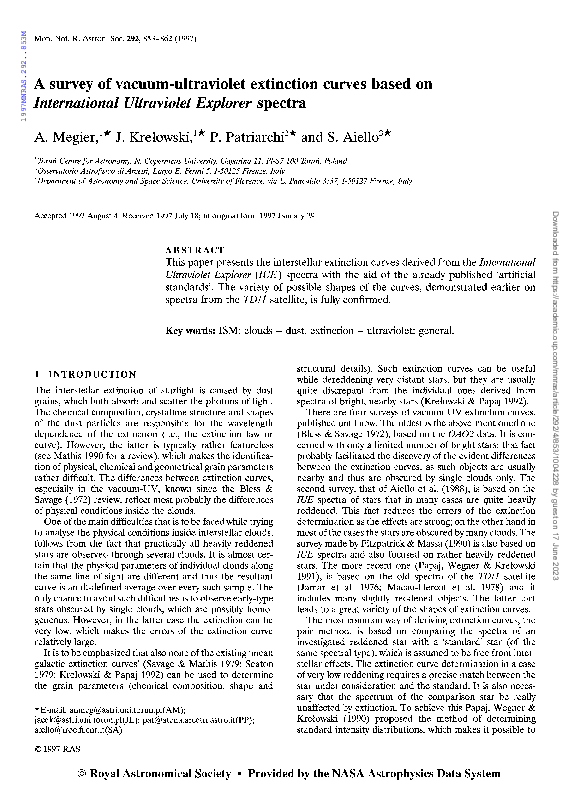 (PDF) A survey of vacuum-ultraviolet extinction curves based on ...
