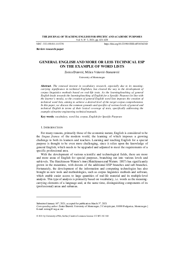 (PDF) The Journal of Teaching English for Specific and Academic Purposes