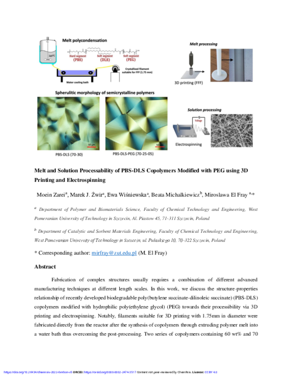 (PDF) Melt and Solution Processability of PBS-DLS Copolymers Modified ...