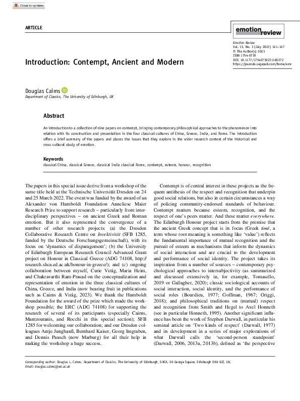 (PDF) Introduction: Contempt, Ancient and Modern