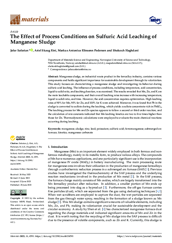 (PDF) The Effect of Process Conditions on Sulfuric Acid Leaching of ...
