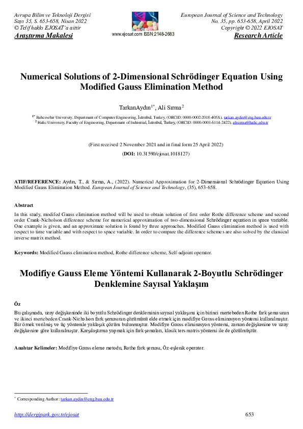 (PDF) Numerical Approximation for 2-Dimensional Schrödinger Equation ...