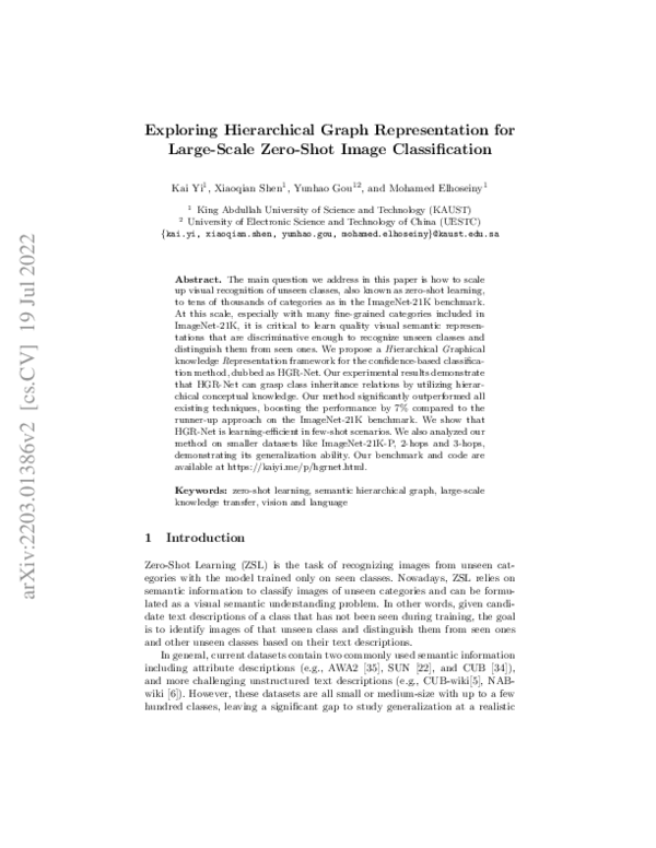 (PDF) Exploring Hierarchical Graph Representation for Large-Scale Zero-Shot Image Classification
