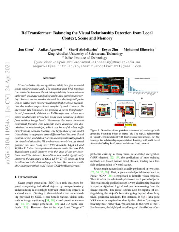 (PDF) RelTransformer: Balancing the Visual Relationship Detection from Local Context, Scene and ...