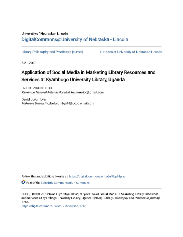 (PDF) Application of Social Media in Marketing Library Resources and ...