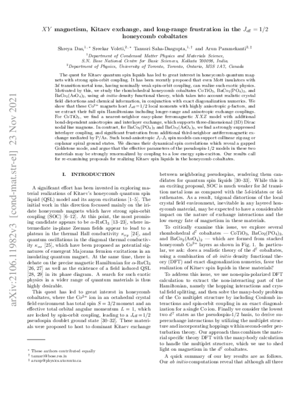 (PDF) XY magnetism, Kitaev exchange, and long-range frustration in the ...