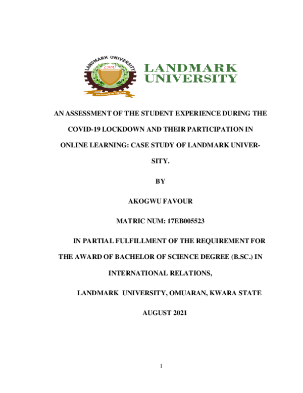(PDF) AN ASSESSMENT OF THE STUDENT EXPERIENCE DURING THE COVID-19 ...