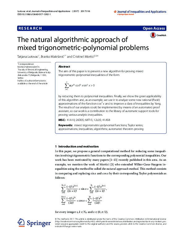 (PDF) The natural algorithmic approach of mixed trigonometric-polynomial problems