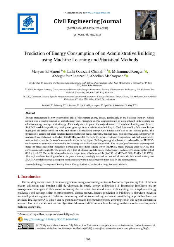 (PDF) Prediction of Energy Consumption of an Administrative Building ...