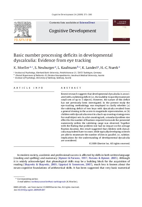 (PDF) Basic number processing deficits in developmental dyscalculia ...