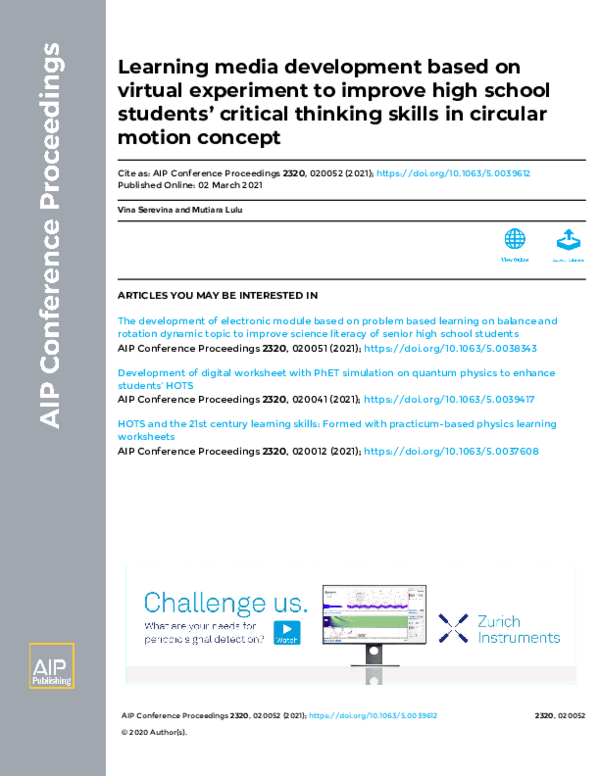 (PDF) Learning media development based on virtual experiment to improve high school students ...