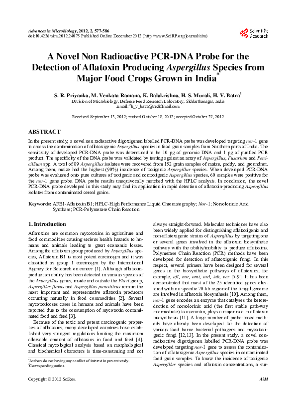 (PDF) A Novel Non Radioactive PCR-DNA Probe for the Detection of ...