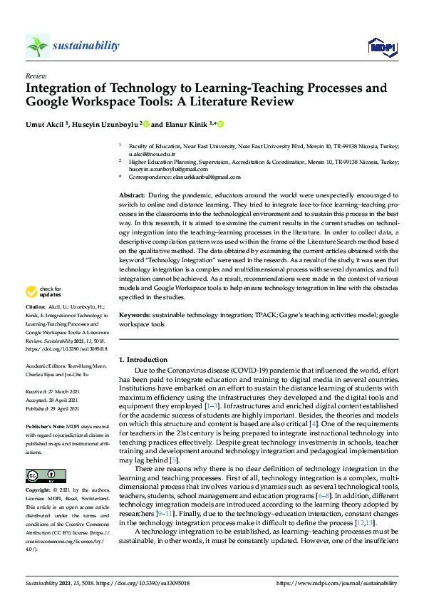 (PDF) Integration of Technology to Learning-Teaching Processes and ...
