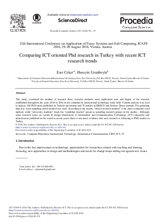 (PDF) Comparing ICT Oriented Phd Research in Turkey with Recent ICT ...