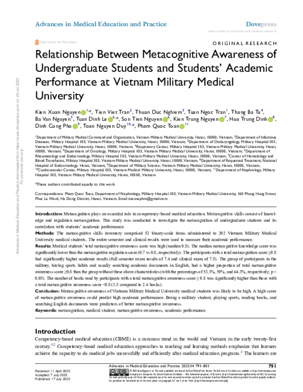 (PDF) Relationship Between Metacognitive Awareness of Undergraduate ...