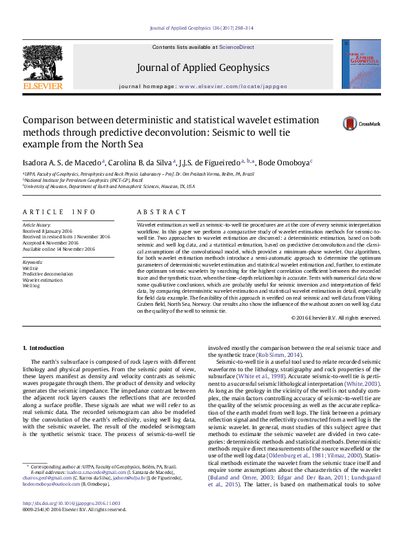 Pdf Comparison Between Deterministic And Statistical Wavelet Estimation Methods Through 