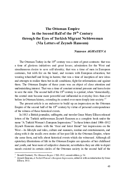 (PDF) The Ottoman Empire in the Second Half of the 19th Century through ...