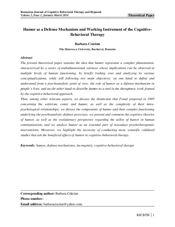 (PDF) Humor as a Defense Mechanism and Working Instrument of the ...