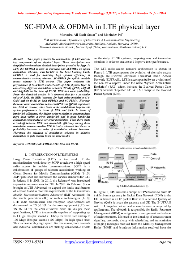 (PDF) SC-FDMA & OFDMA in LTE Physical Layer