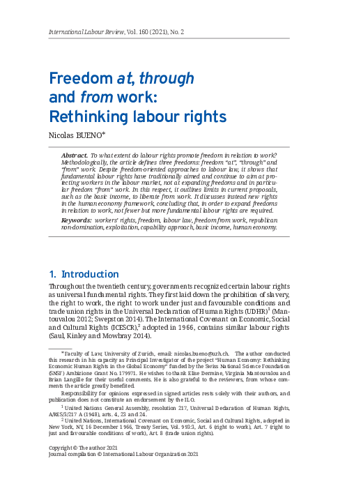 (PDF) Freedom ''at'', ''through'' and ''from'' work: Rethinking Labour ...