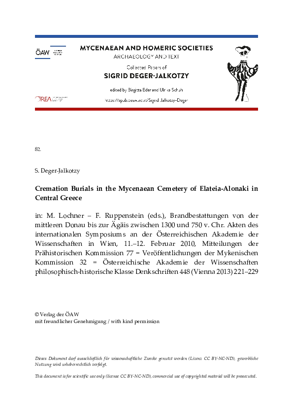 (PDF) Cremation Burials in the Mycenaean Cemetery of Elateia-Alonaki in ...