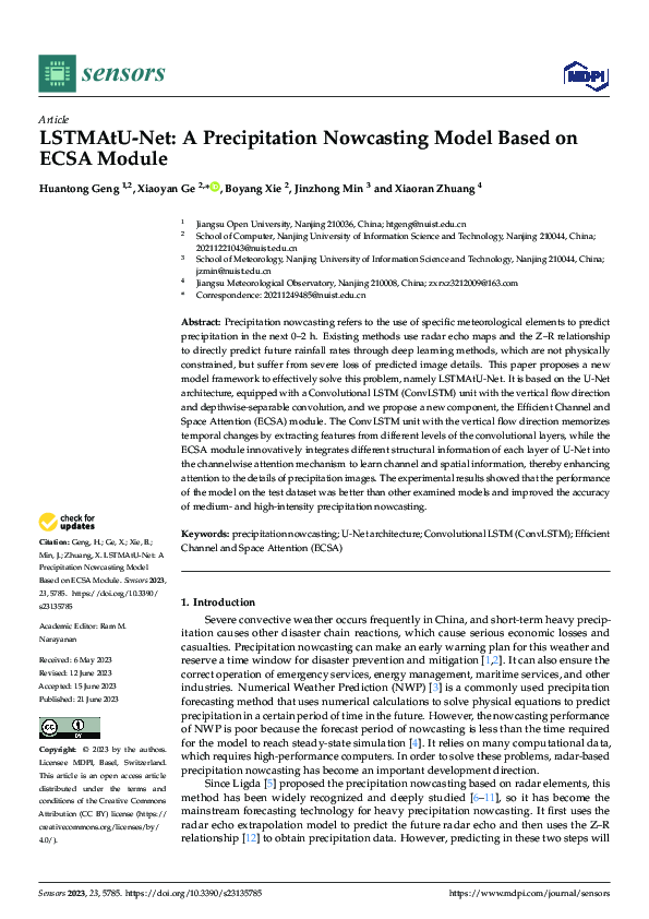 (PDF) LSTMAtU-Net: A Precipitation Nowcasting Model Based on ECSA Module | Xiaoran Zhuang ...