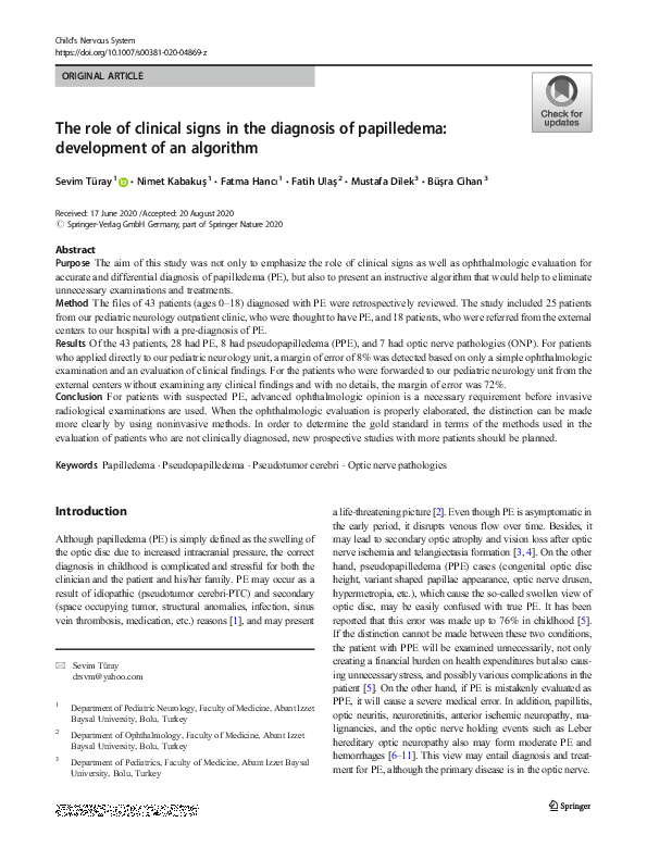 (PDF) The role of clinical signs in the diagnosis of papilledema ...