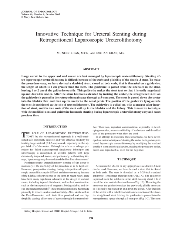 (PDF) Innovative Technique for Ureteral Stenting during Retroperitoneal ...
