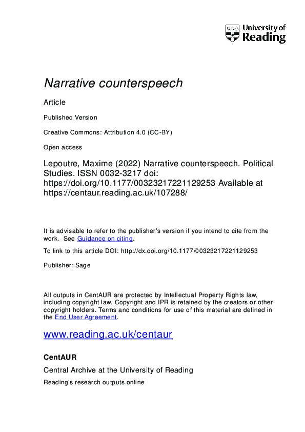 (PDF) Narrative Counterspeech