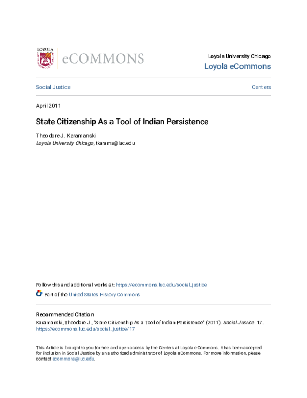 (PDF) State Citizenship as a Tool of Indian Persistence: A Case Study ...
