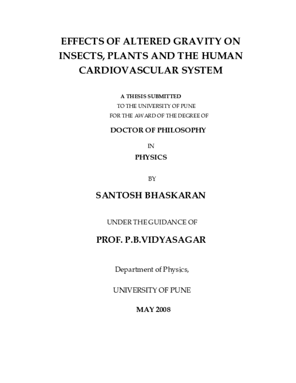 (PDF) Effects of Altered Gravity on Insects, Plants and the Human ...