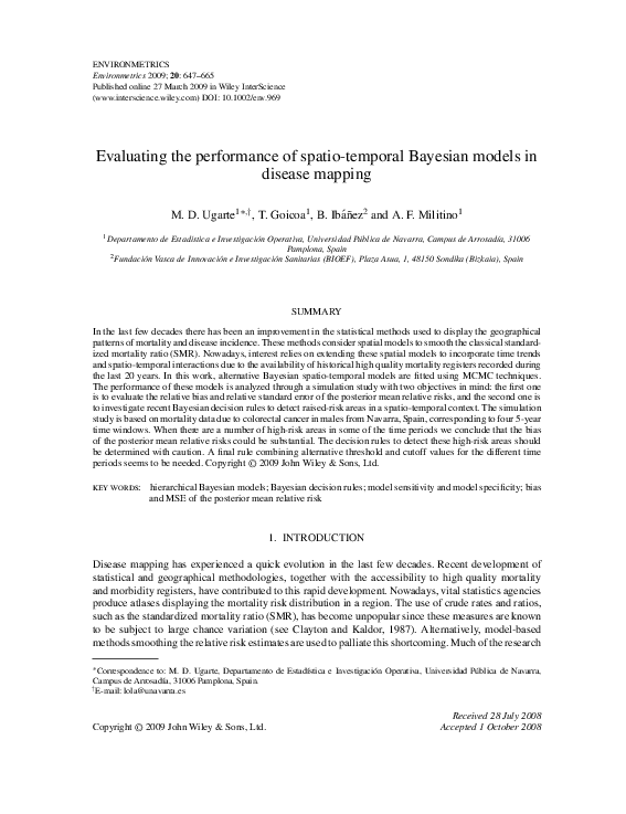 Pdf Evaluating The Performance Of Spatio Temporal Bayesian Models In