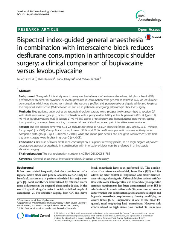 (PDF) Bispectral index-guided general anaesthesia in combination with ...