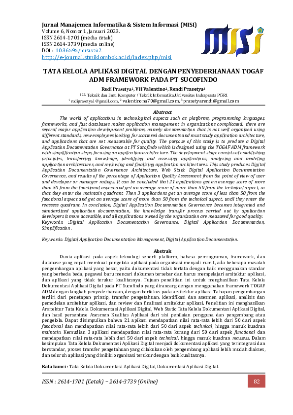 (PDF) Tata Kelola Aplikasi Digital Dengan Penyederhanaan Togaf Adm Framework Pada PT Sucofindo