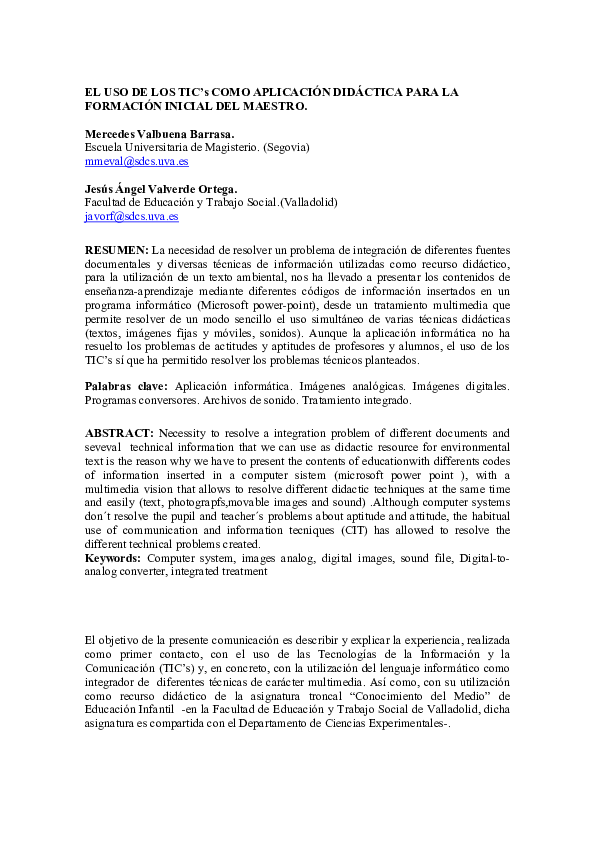 (PDF) El uso de las TICs como aplicación didáctica para la formación inicial del maestro