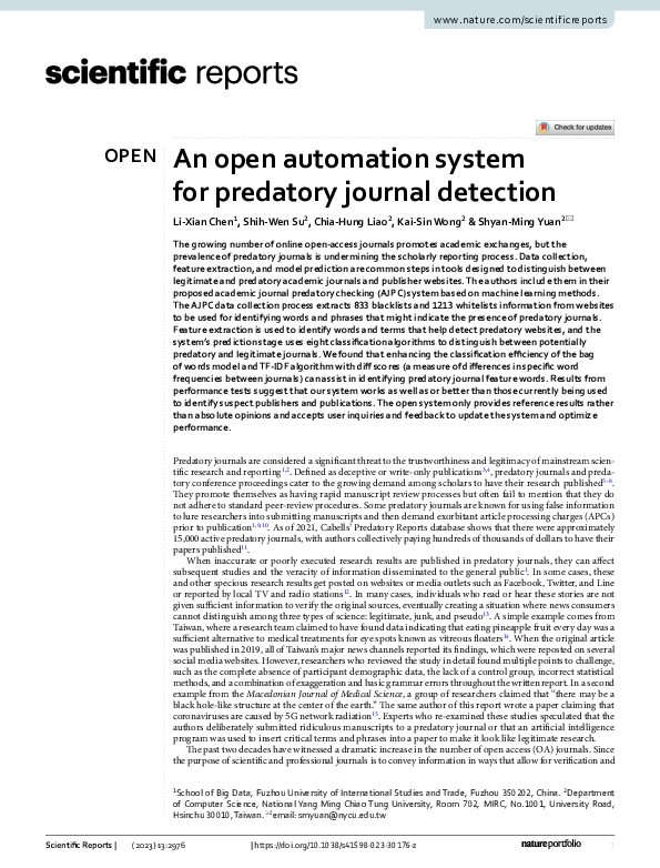 (PDF) An open automation system for predatory journal detection