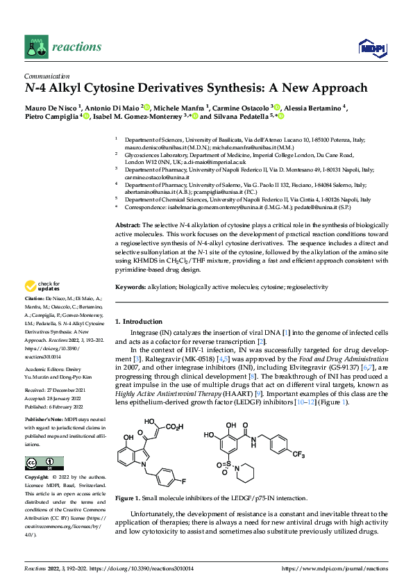 (PDF) N-4 Alkyl Cytosine Derivatives Synthesis: A New Approach