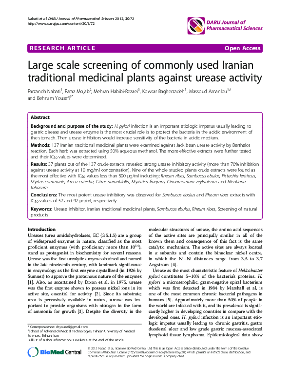 (PDF) Large scale screening of commonly used Iranian traditional ...