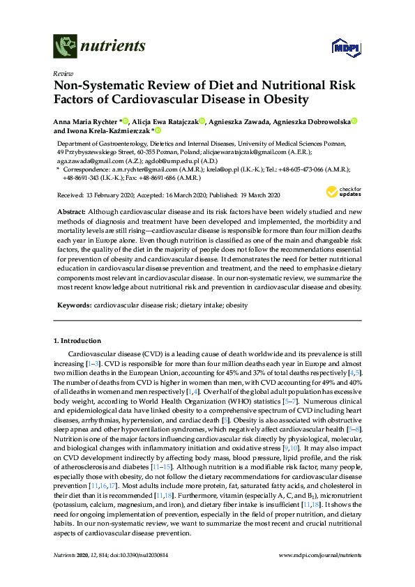 (PDF) Non-Systematic Review of Diet and Nutritional Risk Factors of ...