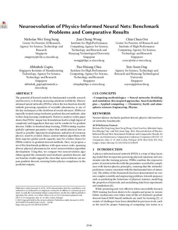 (PDF) Neuroevolution of Physics-Informed Neural Nets: Benchmark ...
