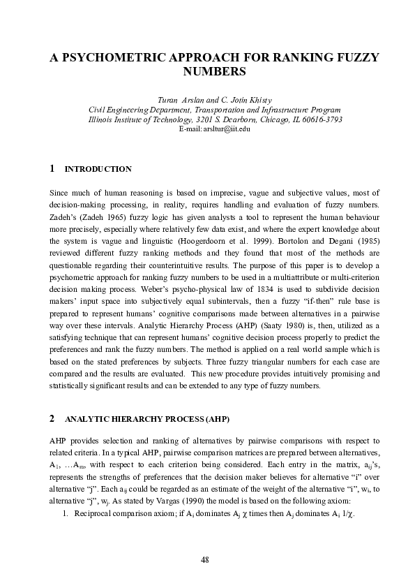 (PDF) A psychometric approach for ranking fuzzy numbers