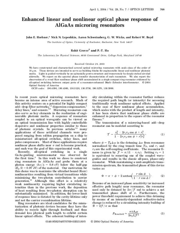 (PDF) Enhanced linear and nonlinear optical phase response of AlGaAs ...