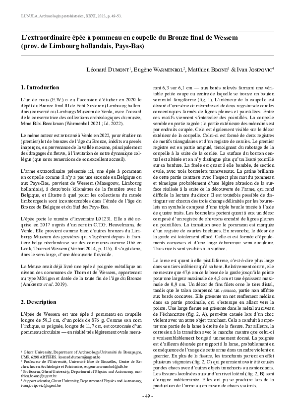 (PDF) L'extraordinaire épée à pommeau en coupelle du Bronze final de ...