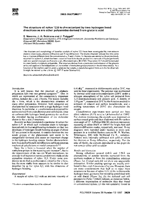 (PDF) The structure of nylon 12,5 is characterized by two hydrogen bond ...