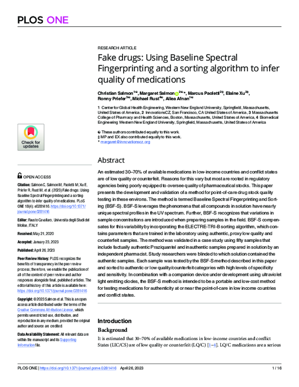 (PDF) Fake drugs: Using Baseline Spectral Fingerprinting and a sorting ...