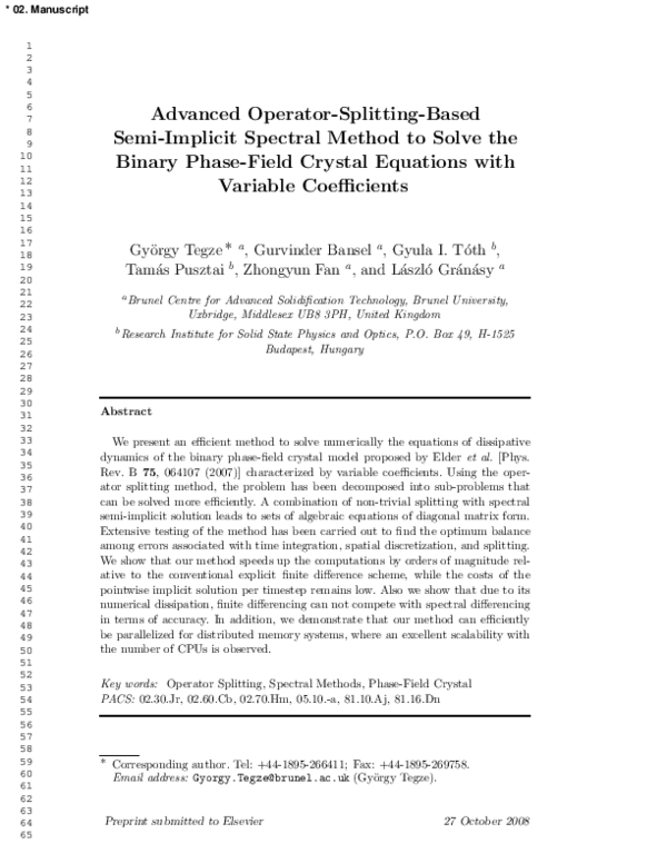 (PDF) Advanced operator splitting-based semi-implicit spectral method to solve the binary phase ...