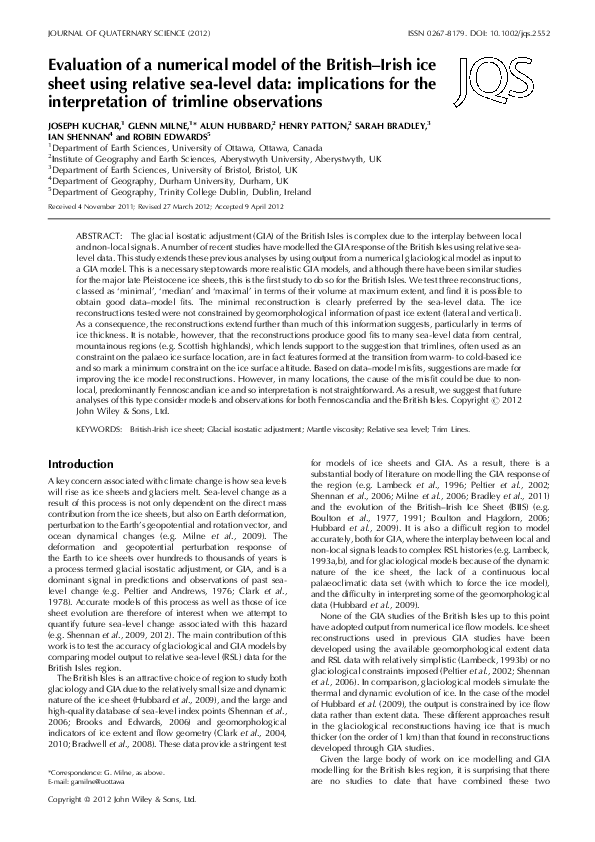 (PDF) Evaluation of a numerical model of the British-Irish ice sheet ...